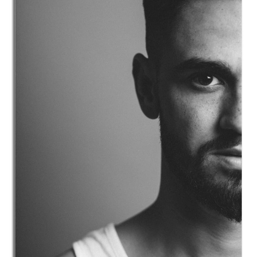 Man Half Face Portrait Black And White