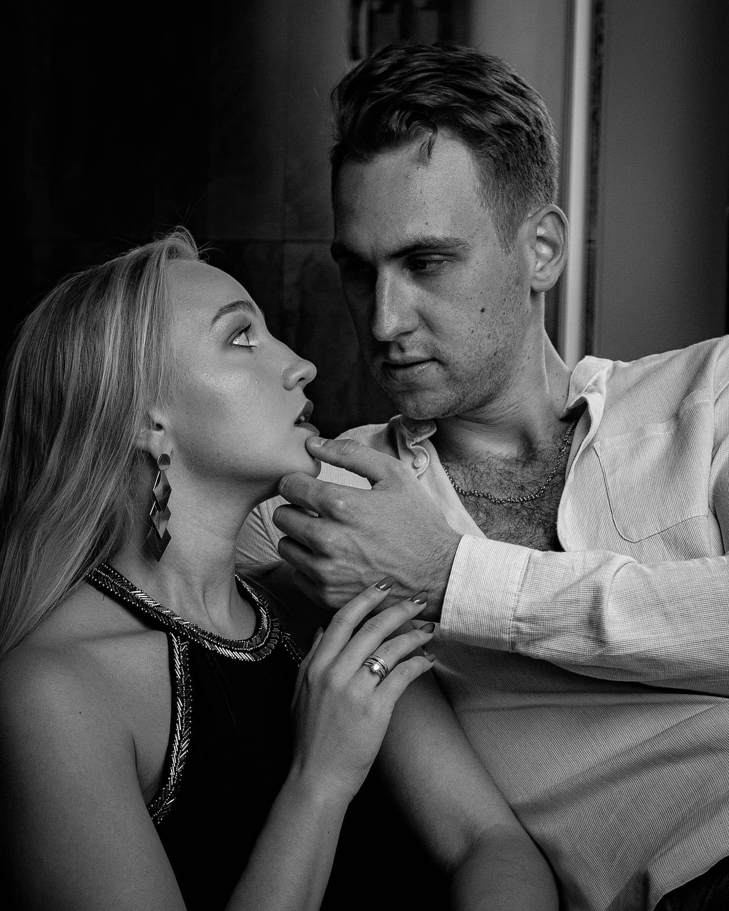 Intimate Couple Black And White Sensual Pose