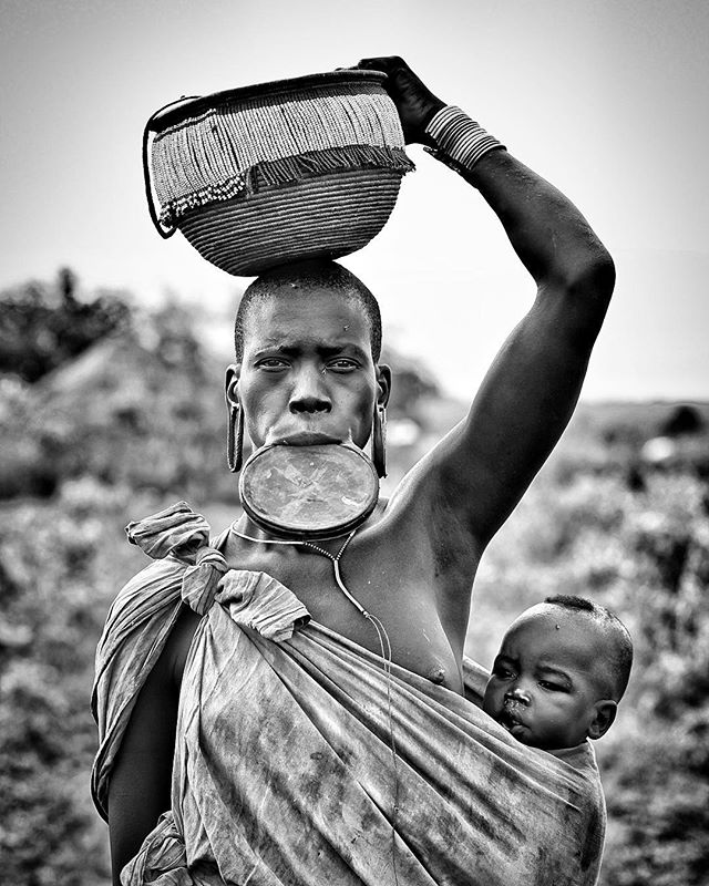 African Woman Baby Lip Plate Culture