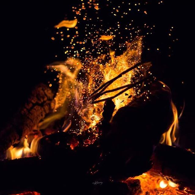 Warm Campfire Flickering Sparks Cozy Atmosphere