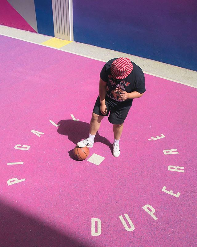 Man On Pink Basketball Court Urban Street Style