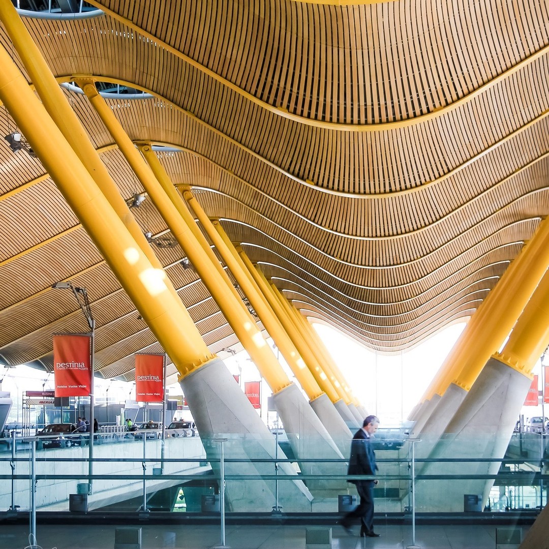 Modern Airport Terminal Yellow Pillars