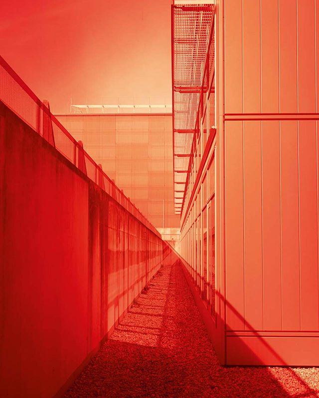 Urban Alley Architecture Red Monochromatic Modern