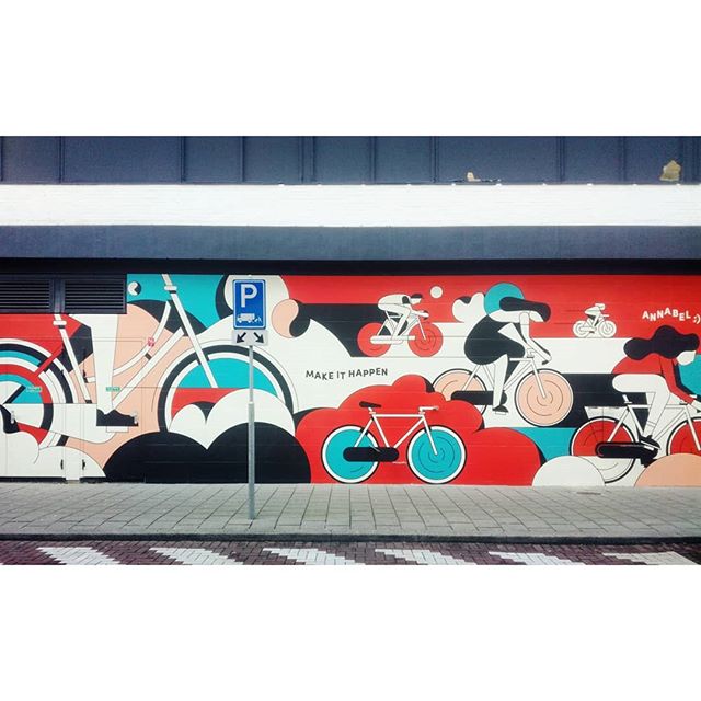 Bicycle Themed Mural Street Art Urban Scene
