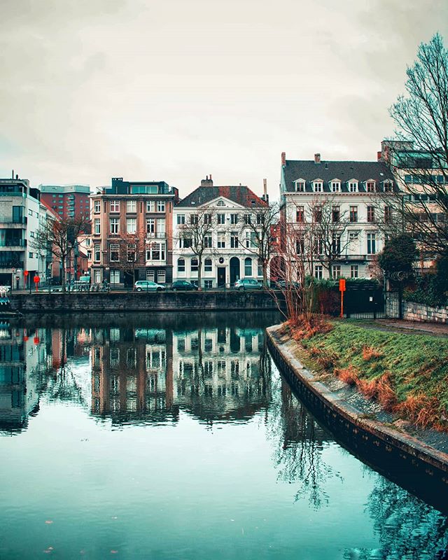 City Buildings Canal Reflection Urban Scene