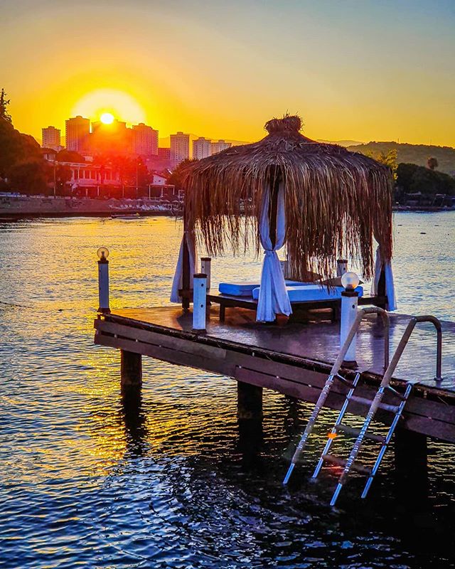 Dockside Hut Sunset Ocean City Skyline