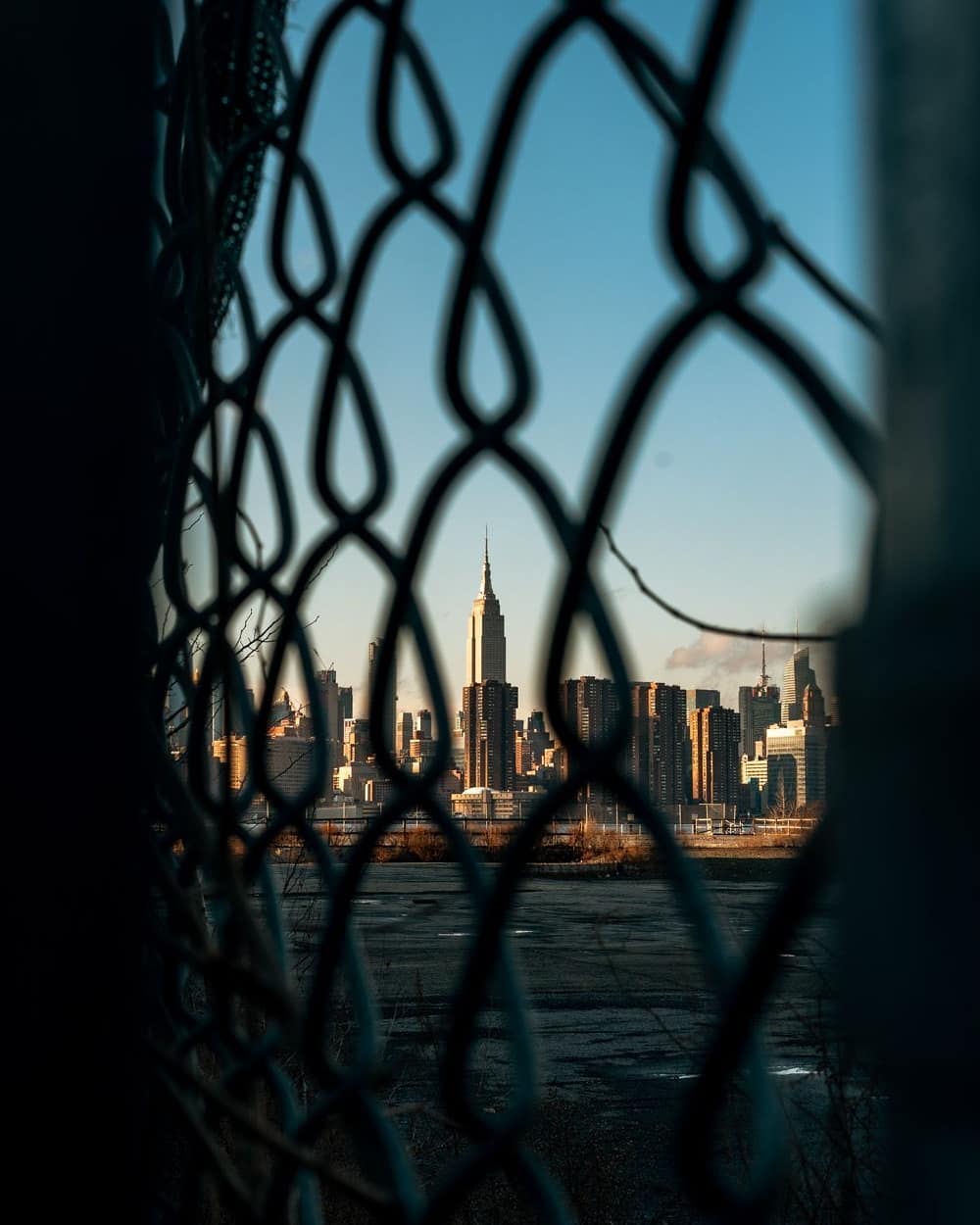 New York City Skyline Empire State Building Fence