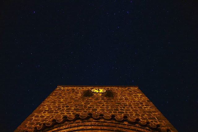 Brick Clock Tower Night Sky Urban Exploration